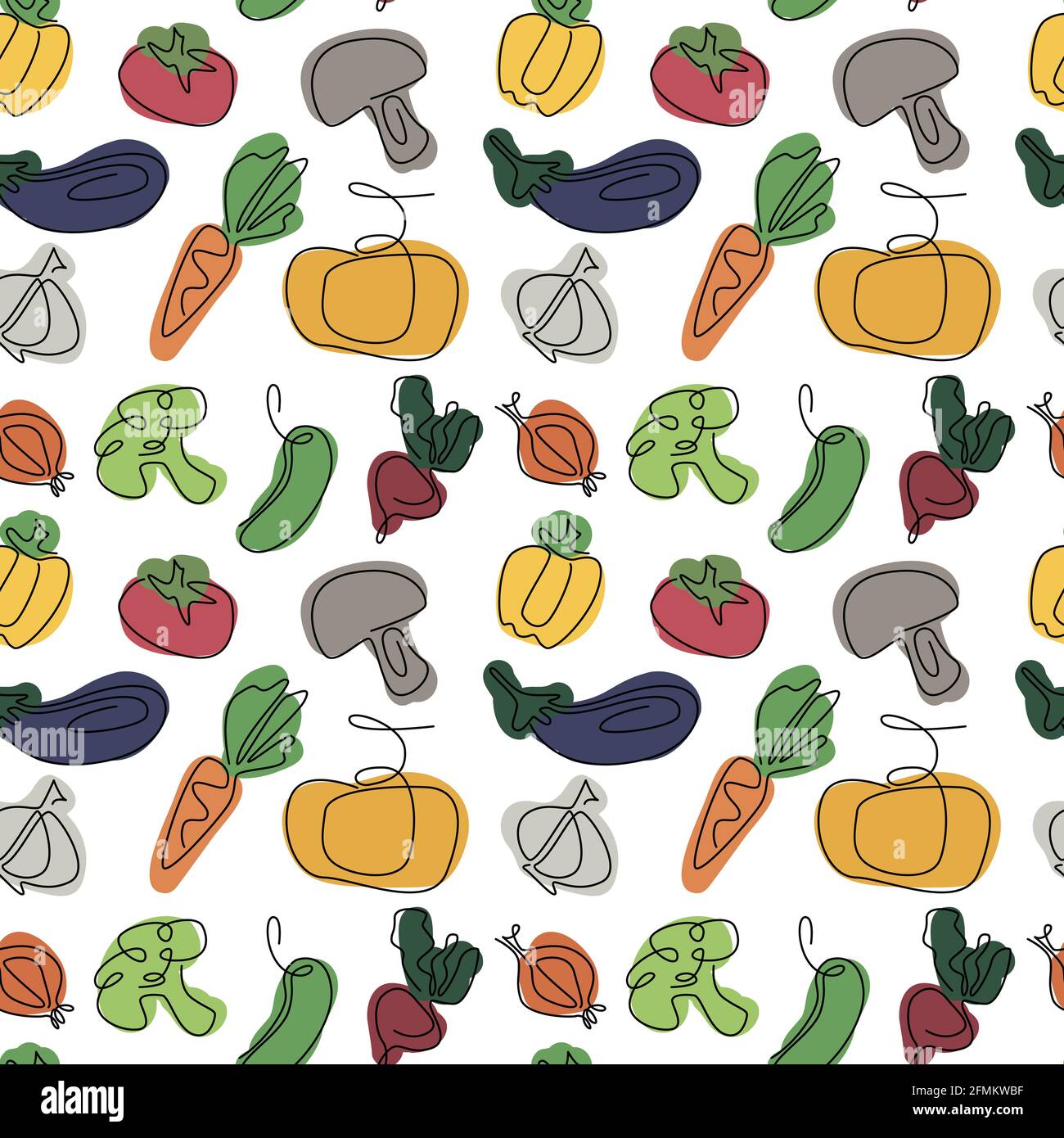 Vegetable Seamless Vector Illustration Background Pattern Stock Vector ...