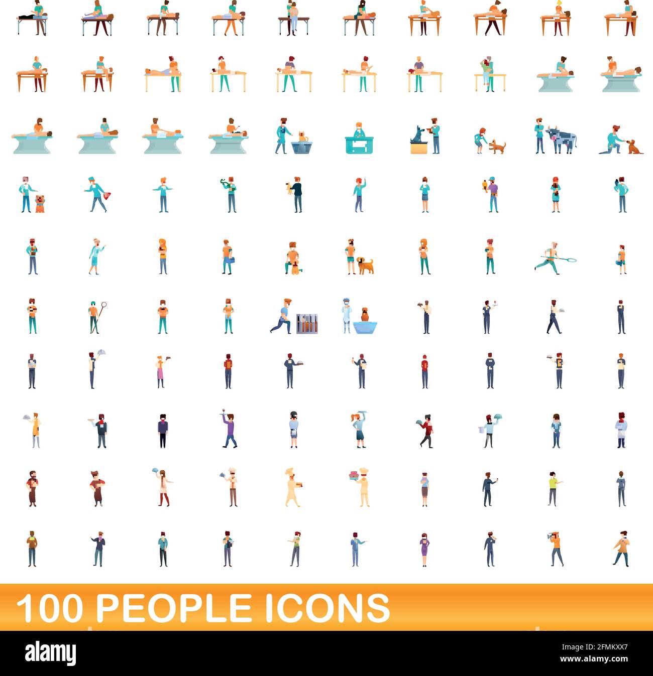 100 people icons set. Cartoon illustration of 100 people icons vector ...