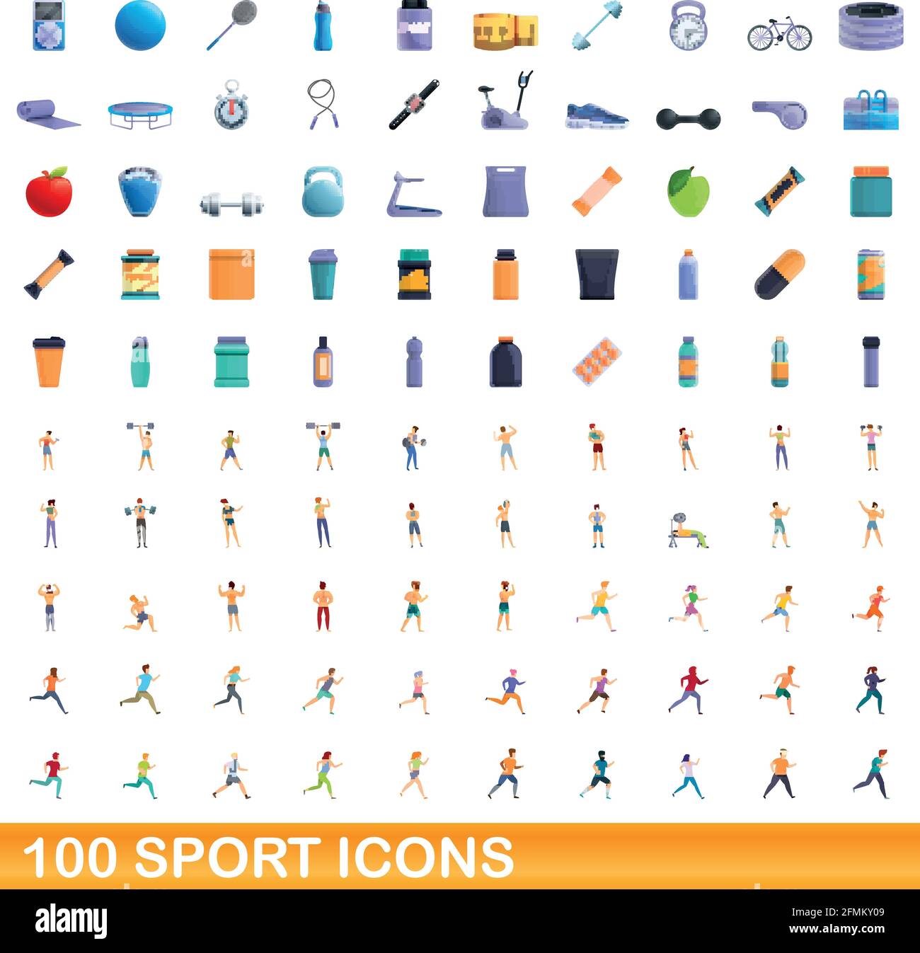100 sport icons set. Cartoon illustration of 100 sport icons vector set ...