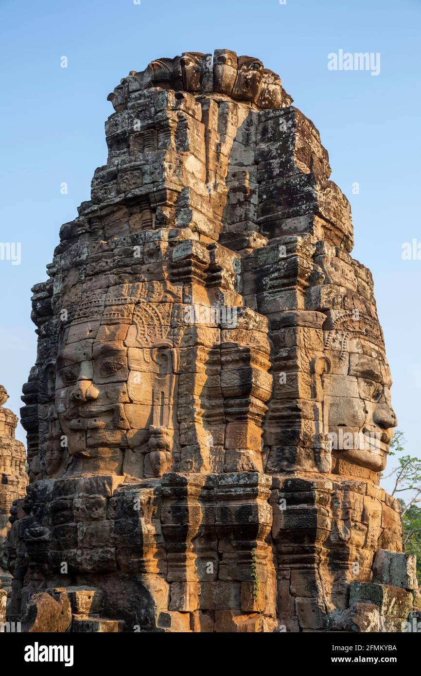 Face tower, Bayon Temple, Angkor Thom, Angkor Archaeological Park, Siem ...