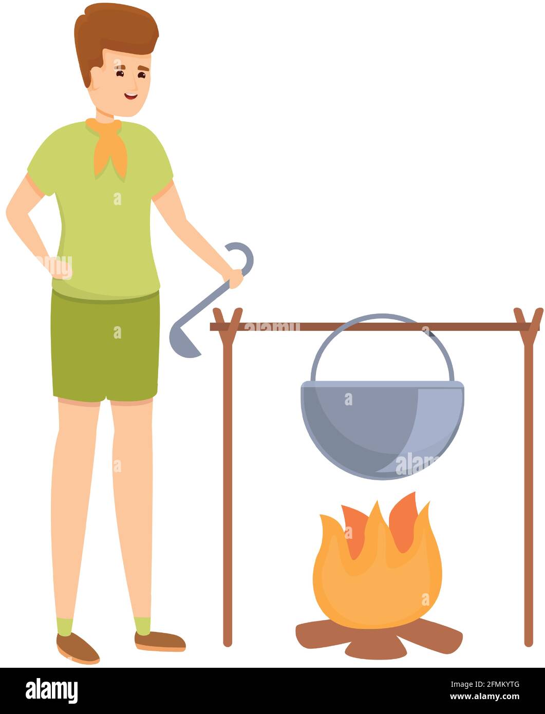 Scouting firecamp cooking icon. Cartoon of Scouting firecamp cooking ...