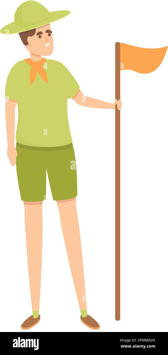 Scouting boy flag icon. Cartoon of Scouting boy flag vector icon for ...
