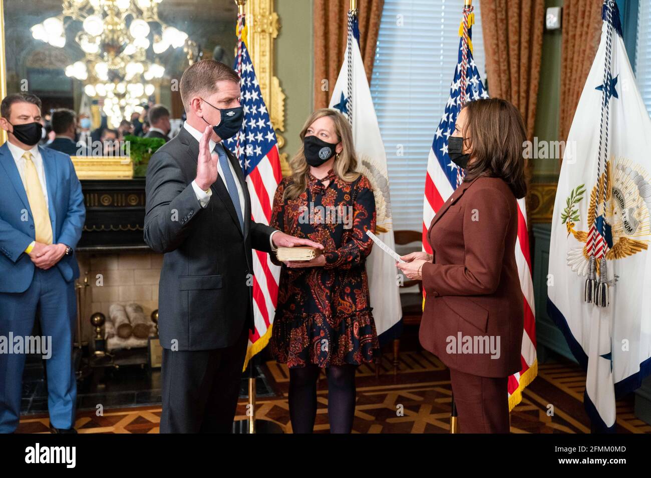 U.S President Vice President Kamala Harris, right, performs a ...