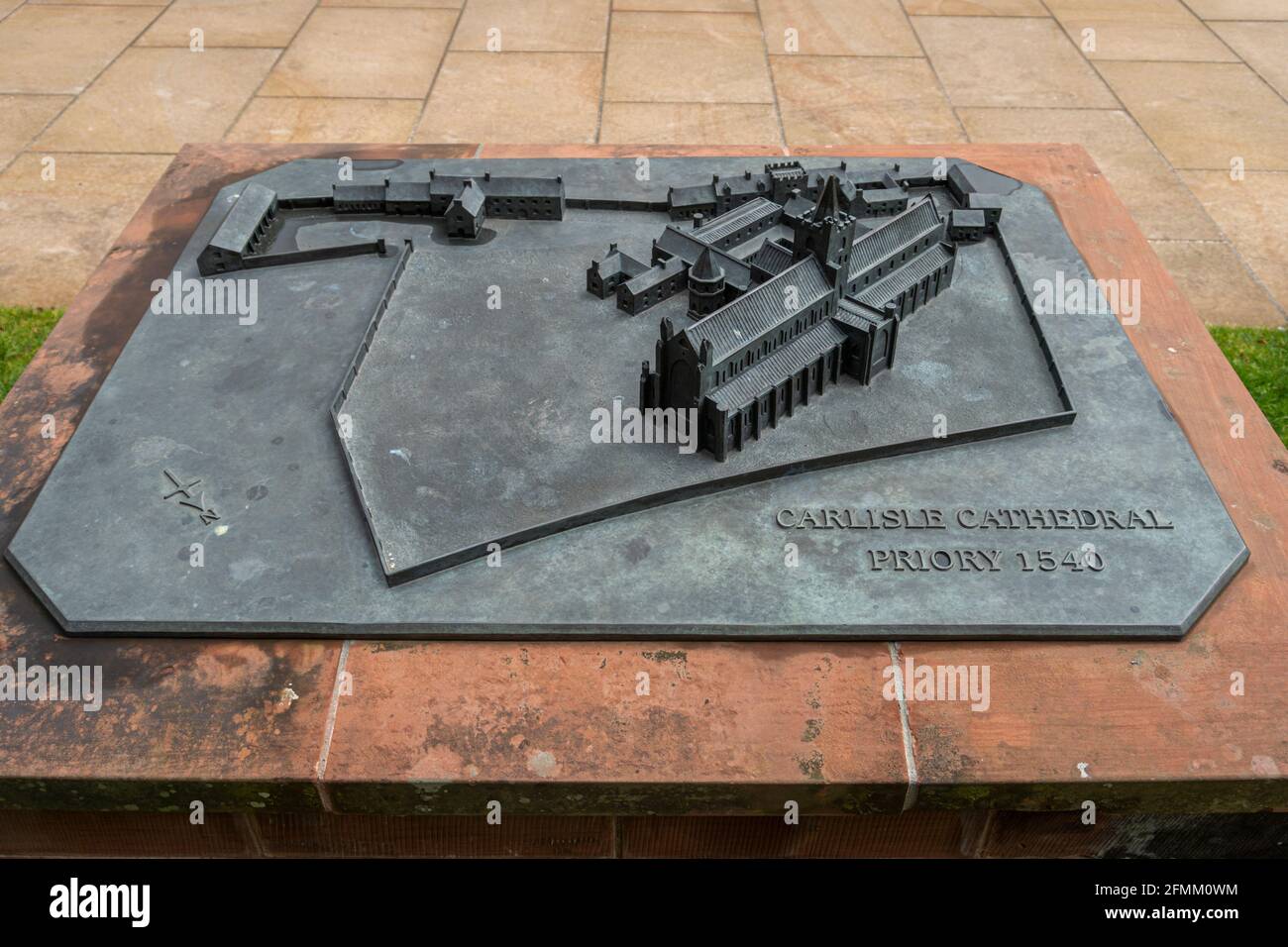 Bronze model of Carlisle Cathedral Priory buildings, in the city of ...