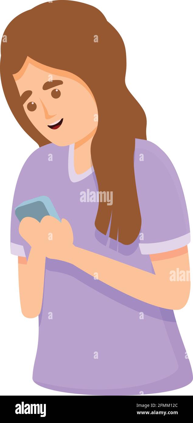 Girl sms messaging icon. Cartoon of Girl sms messaging vector icon for ...