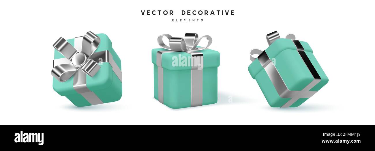 Silver gift box green Stock Vector Images - Alamy