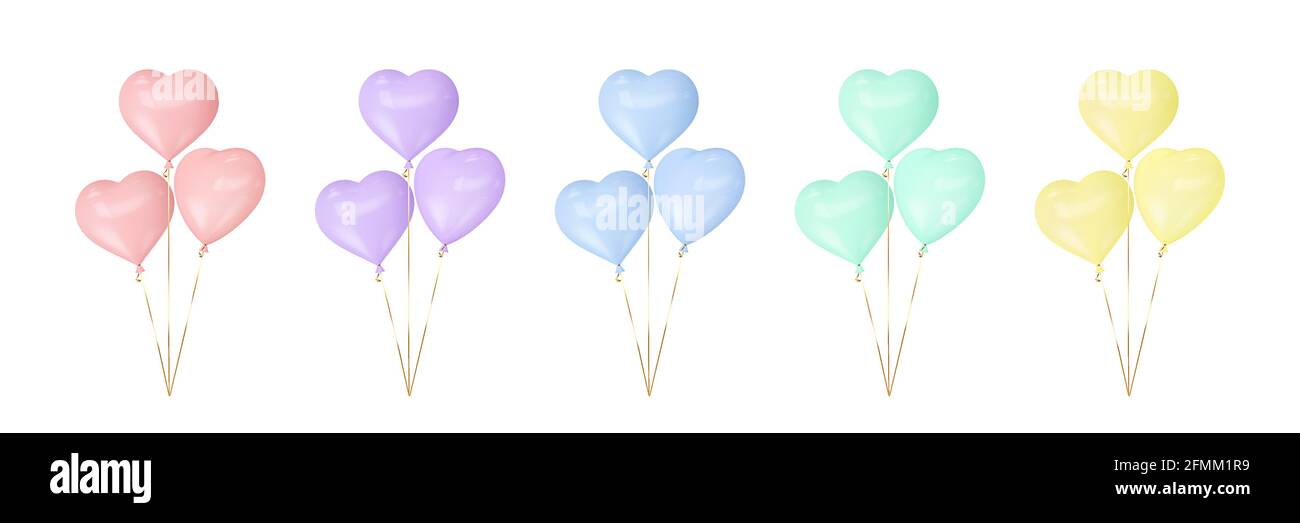 Set of colorful heart balloons Stock Vector Image & Art - Alamy