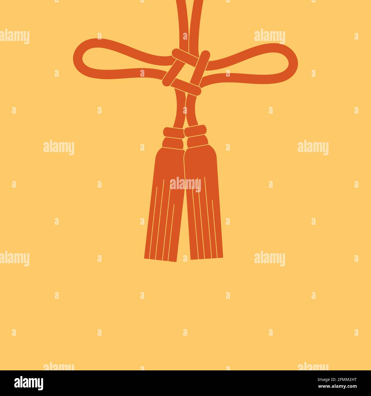 The Chinese knot is a wish of good luck. Red knot on a yellow ...