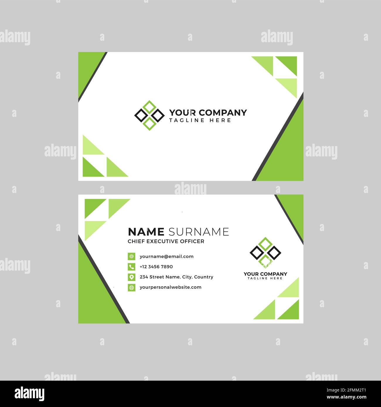 Professional two sided business card vector template with logo place ...