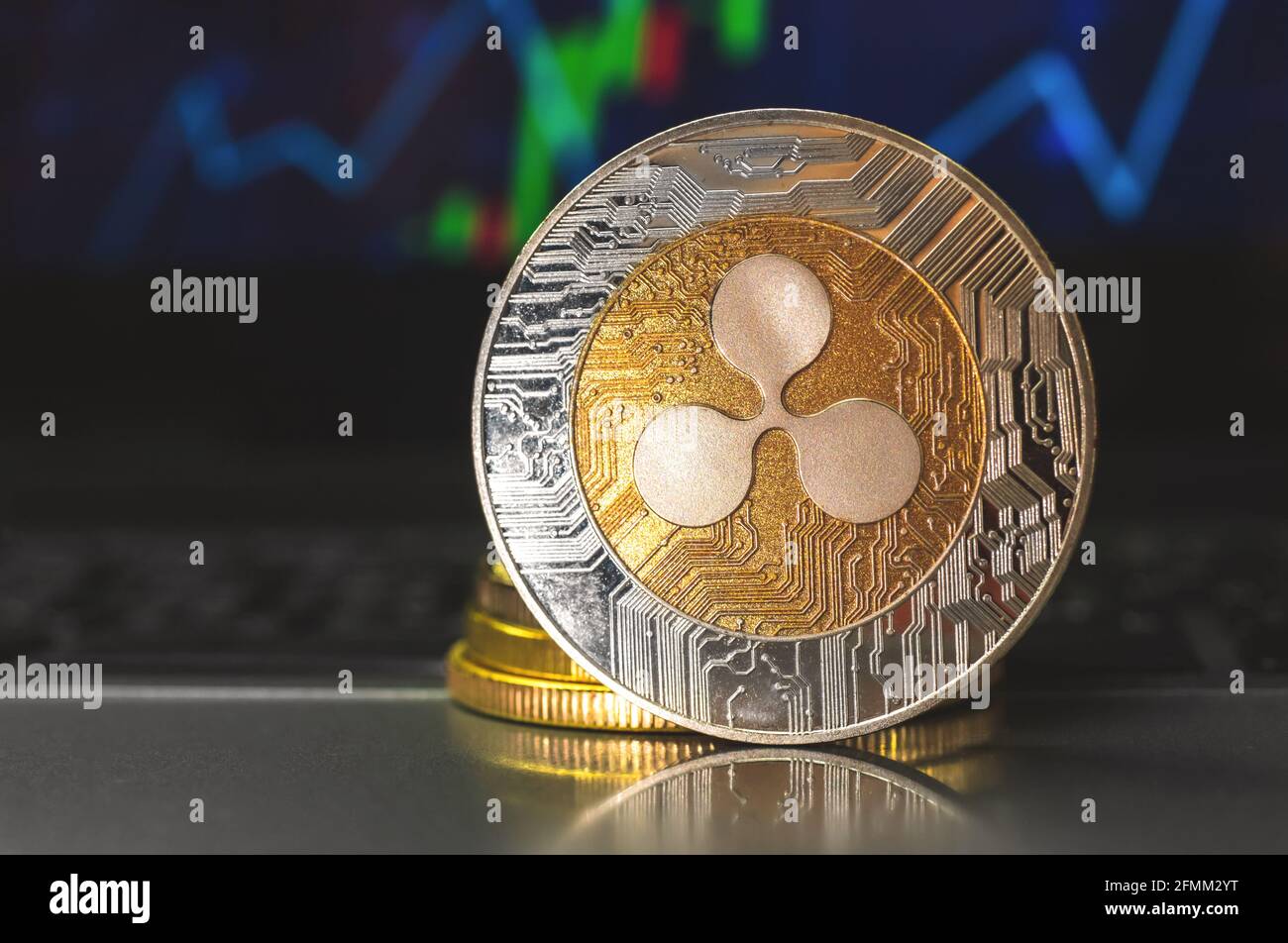 Ripple coin business and finance background with stock chart graphs ...