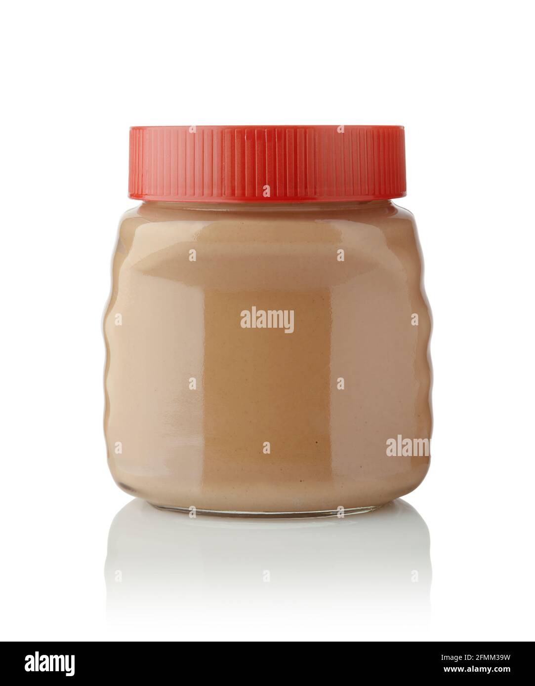 Organic nut paste in a closed glass jar isolated on white Stock Photo ...