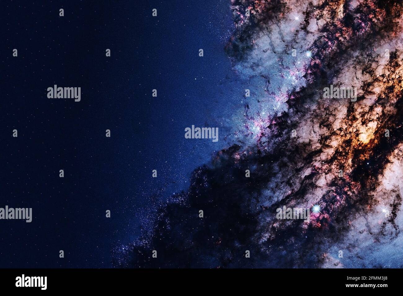 Blue space nebula. Elements of this image were furnished by NASA. High ...