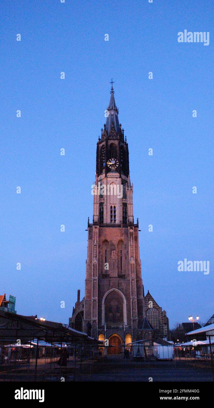 A cityscape of the charming town of Delft, in Holland, during a tour ...