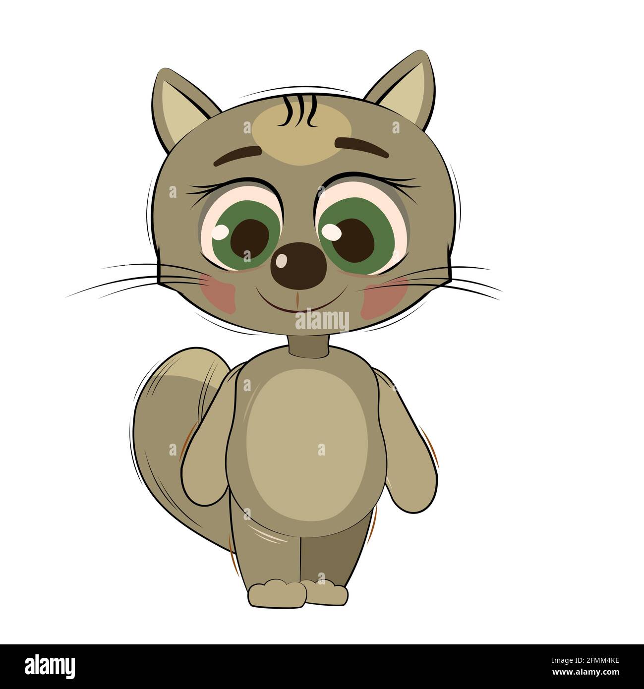 Little cub kitten. Cat. Isolated object on a white background. Cheerful ...