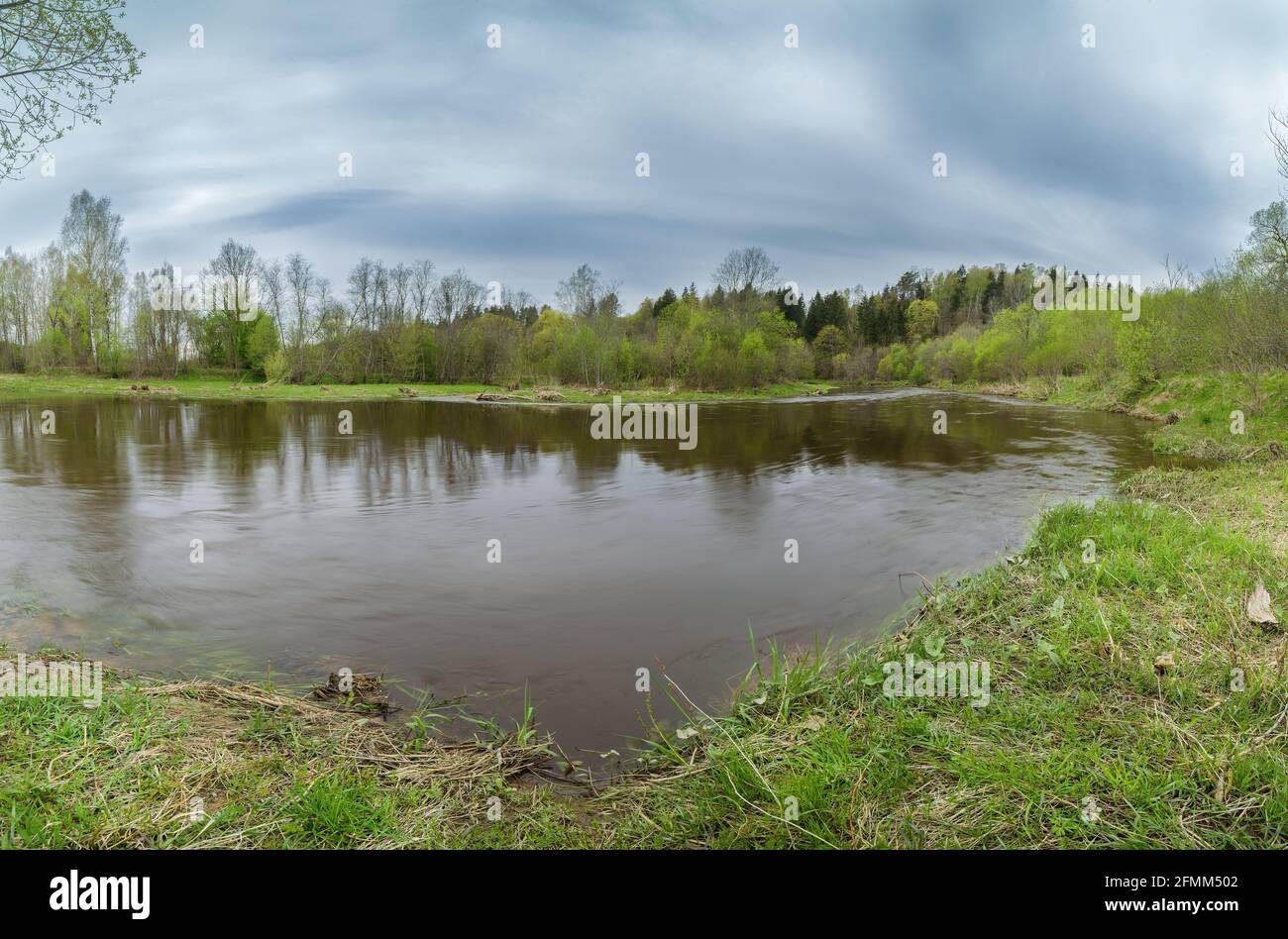 Spring view by the river Dubysa Stock Photo - Alamy