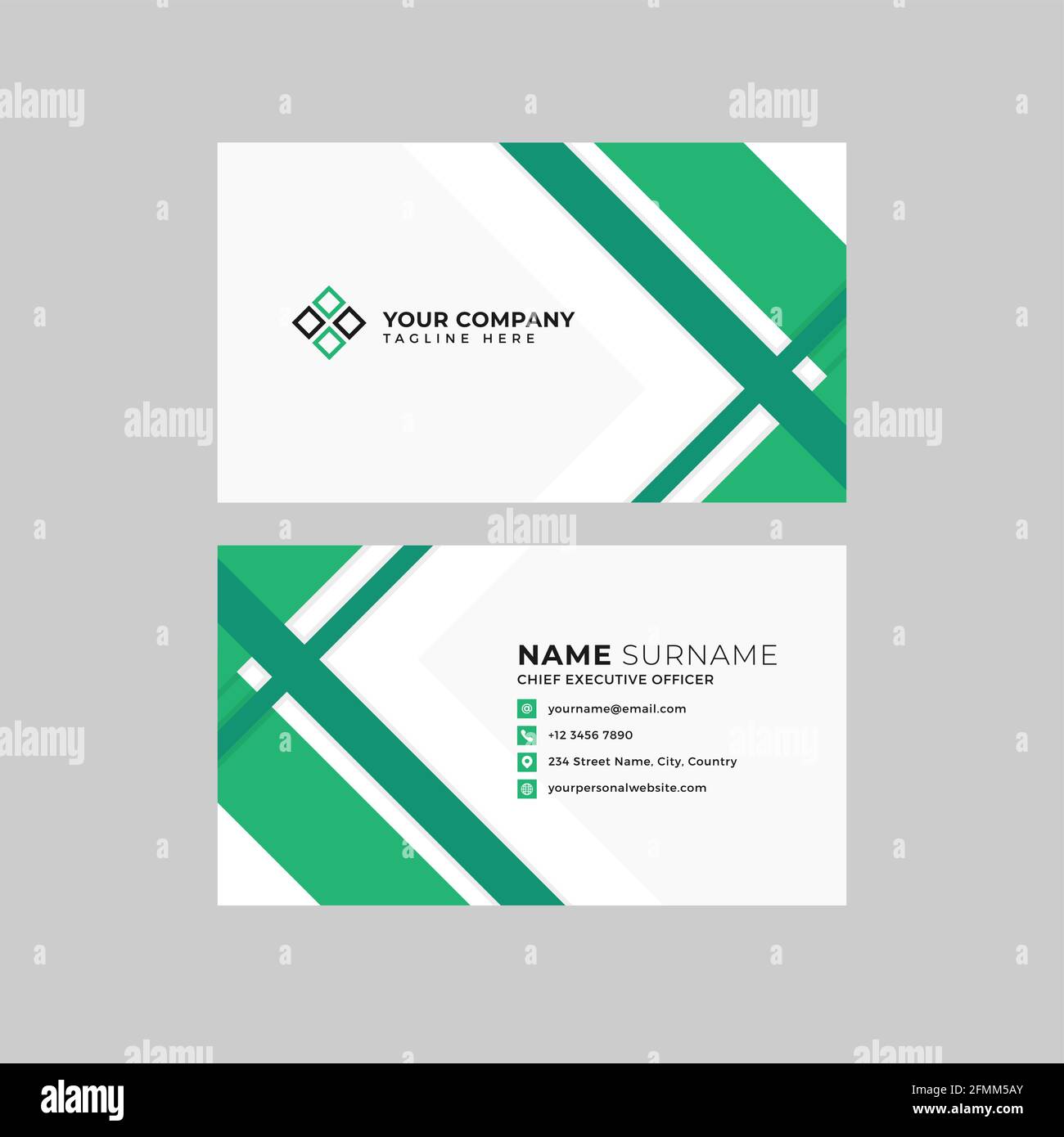 Professional two sided business card vector template with logo place ...