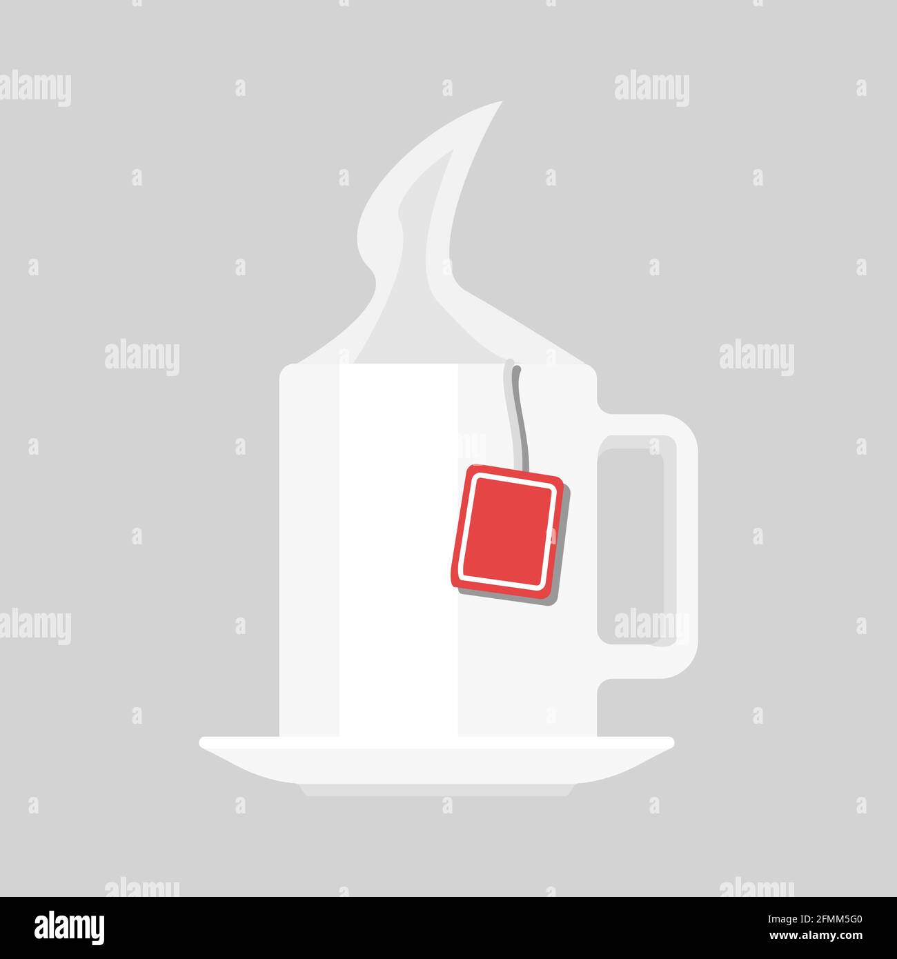 Cartoon vector illustration isolated object hot tea cup and tea bag ...