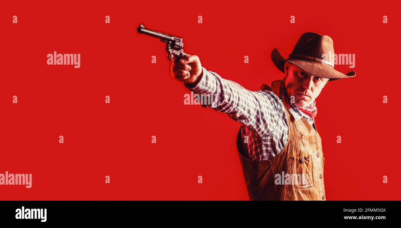 American bandit in mask, western man with hat. Man wearing cowboy hat ...