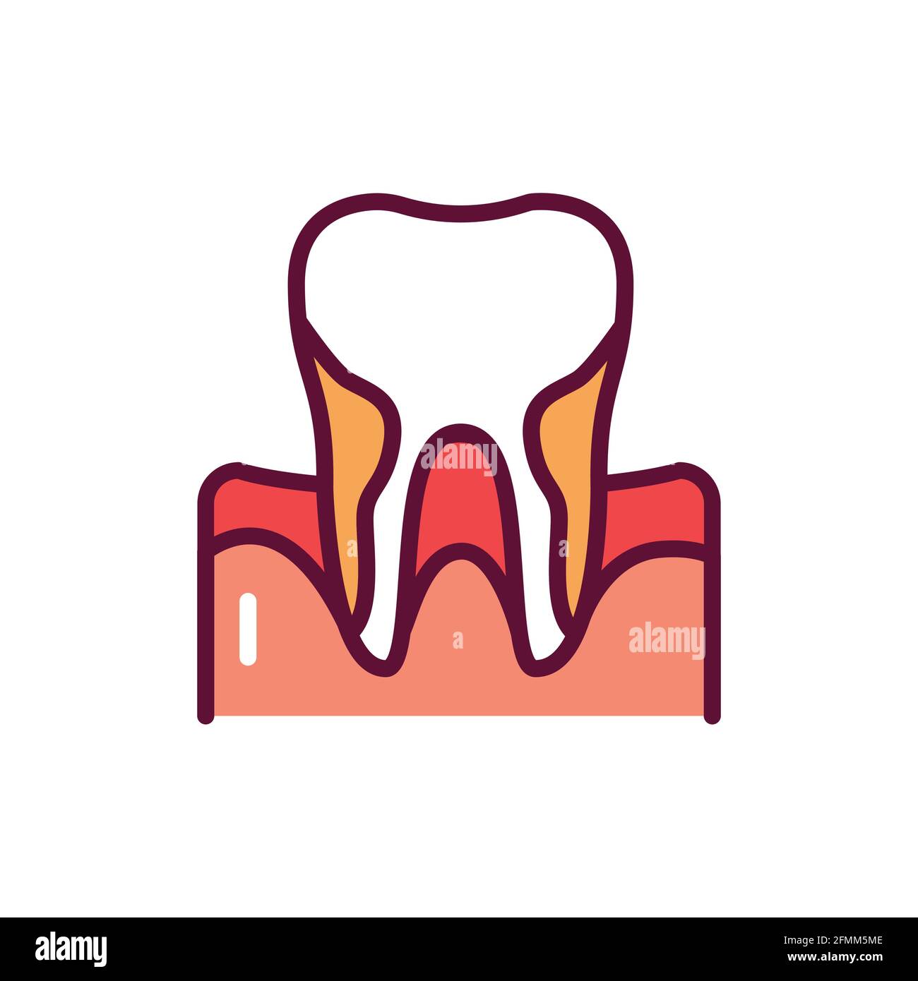Periodontitis Color Line Icon Isolated Vector Element Outline Pictogram For Web Page Mobile