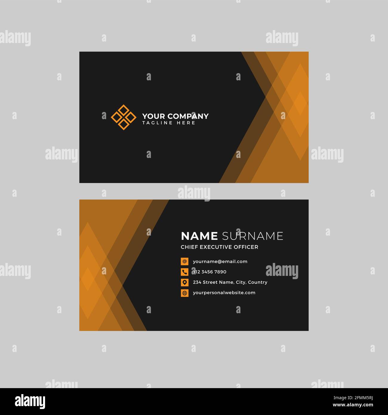Professional two sided business card vector template with logo place ...