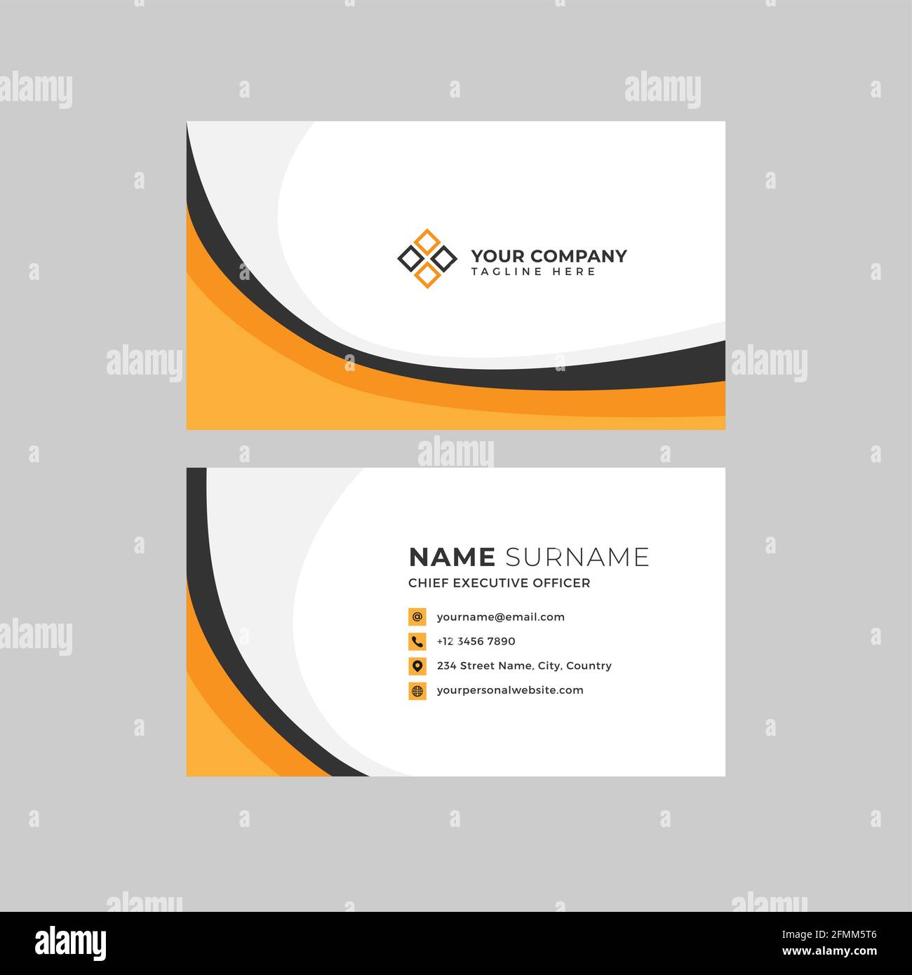 Professional two sided business card vector template with logo place ... Professional two sided business card vector template with logo place ...