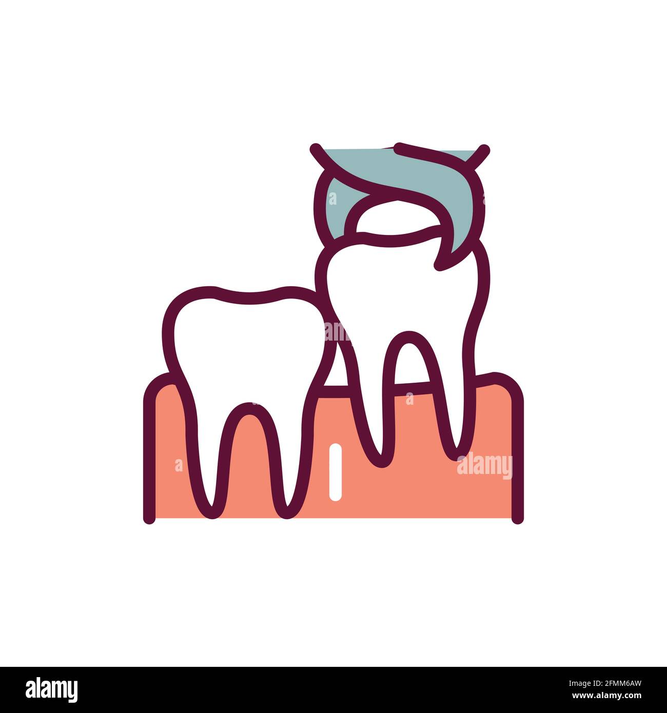 Wisdom tooth extraction color line icon. Isolated vector element ...