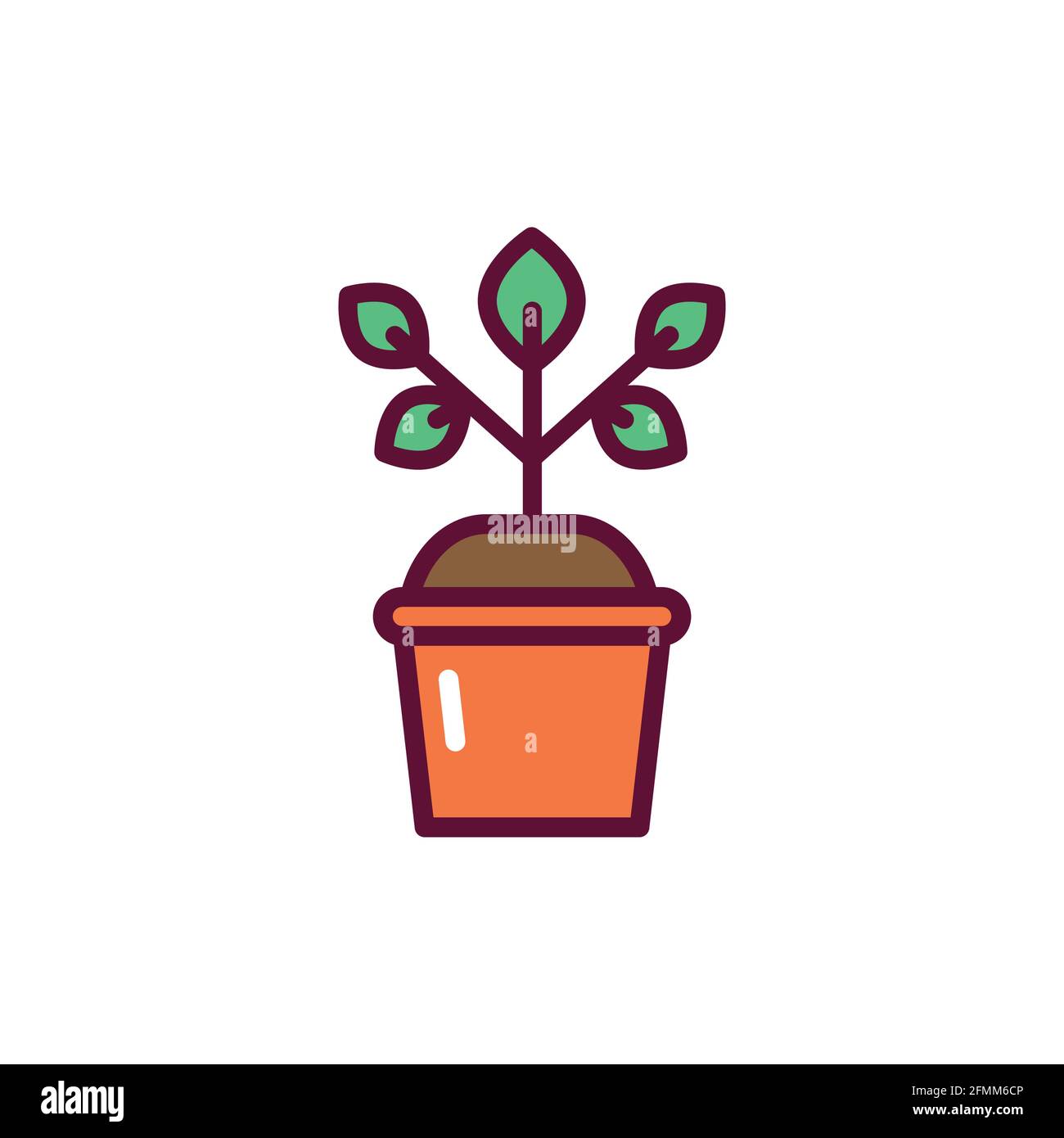 Plant in pot color line icon. Isolated vector element. Outline ...
