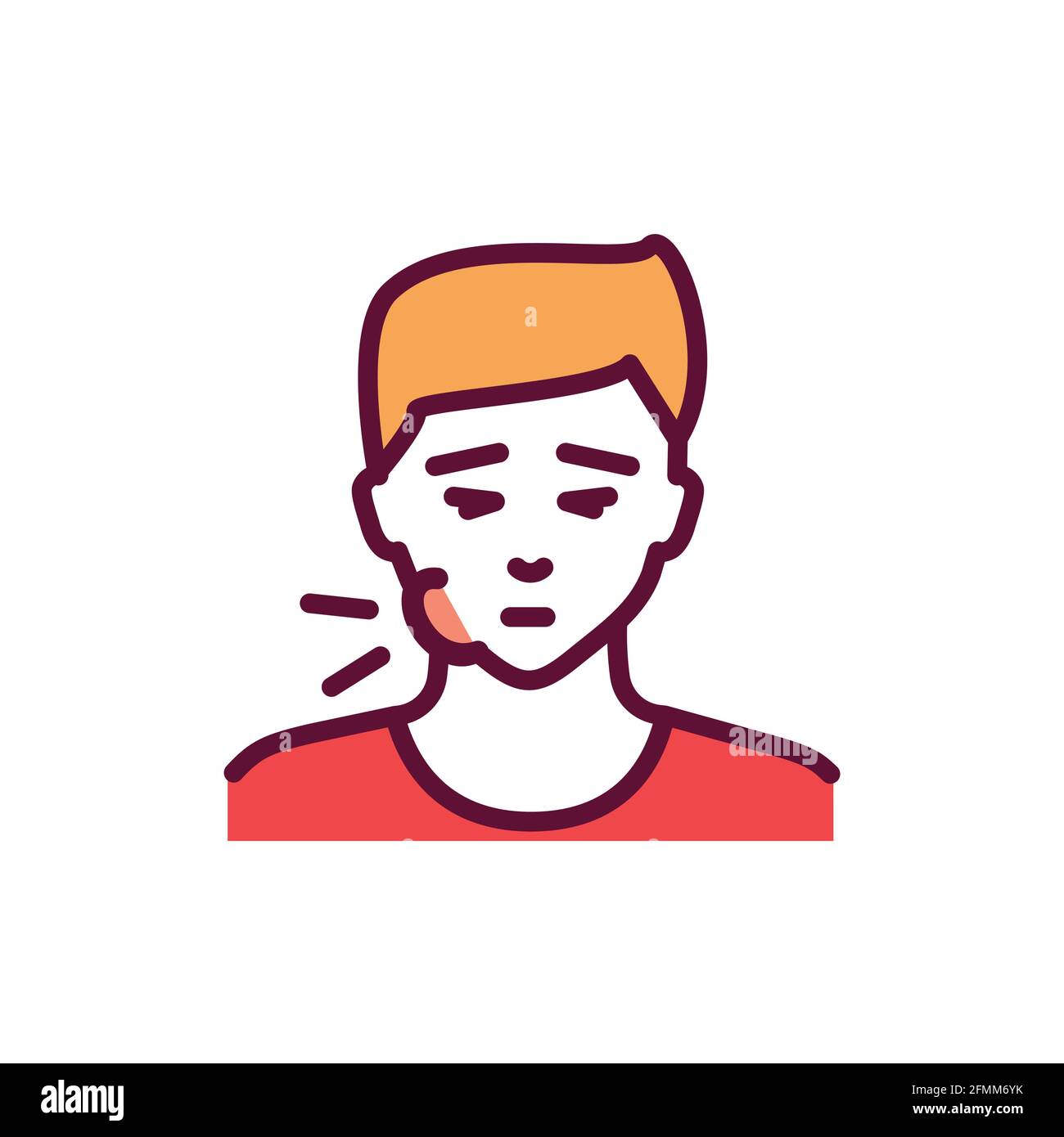 Toothache color line icon. Isolated vector element. Outline pictogram ...