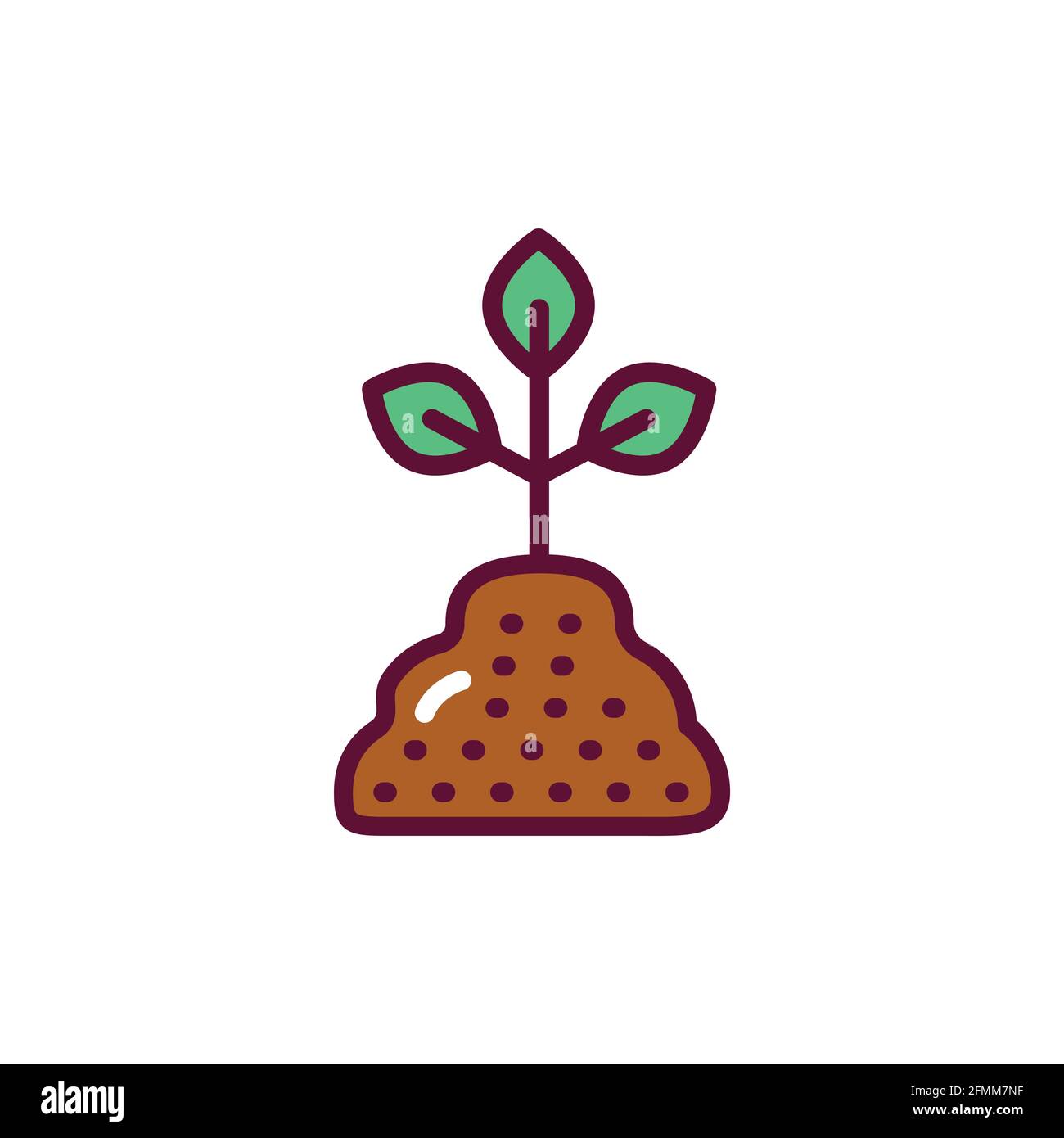 Plant in soil color line icon. Isolated vector element. Outline ...