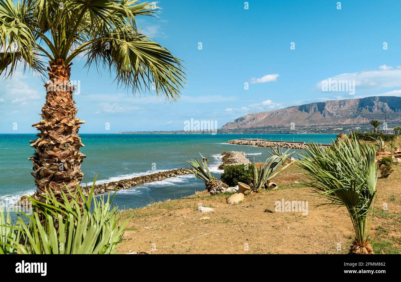 Landscape of Mediterranean sea from sicilian village Trappeto, province ...