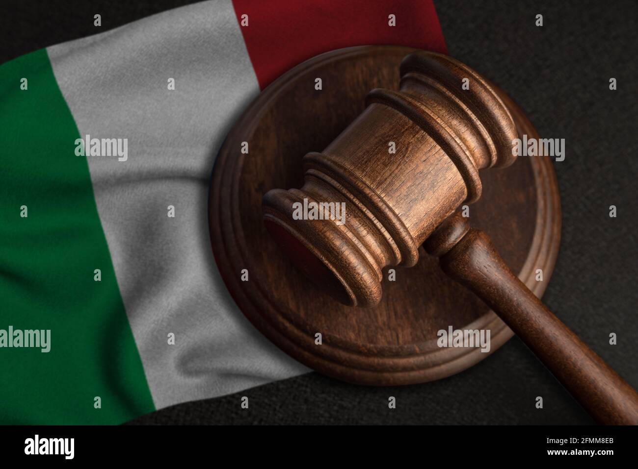 Judge gavel and flag of Italy. Law and justice in Italy. Violation of ...