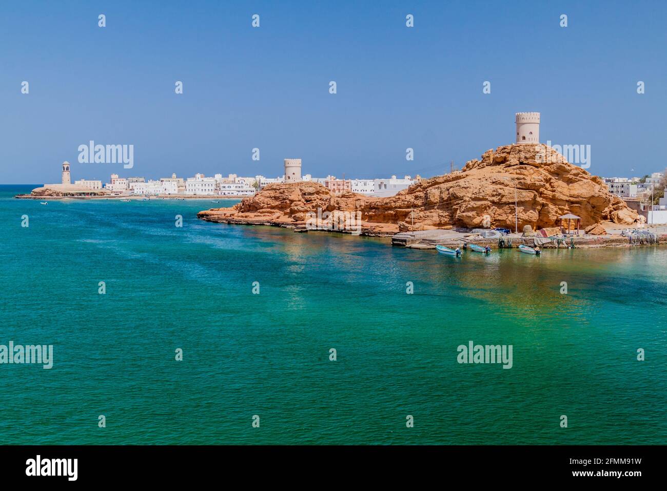 Watch towers in Ayjah village near Sur, Oman Stock Photo - Alamy