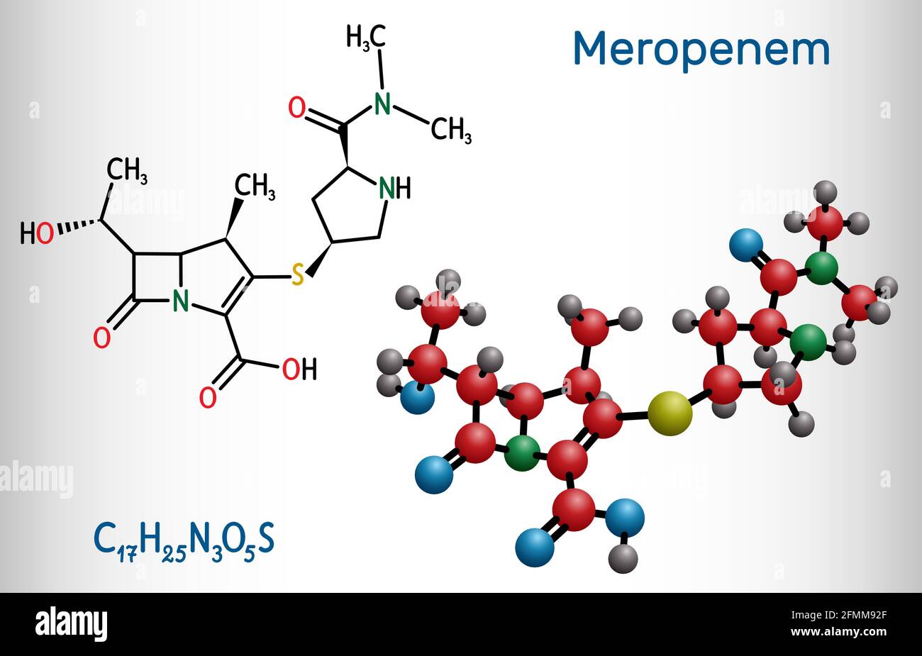 Meropenem molecule. It is broad-spectrum carbapenem antibiotic ...