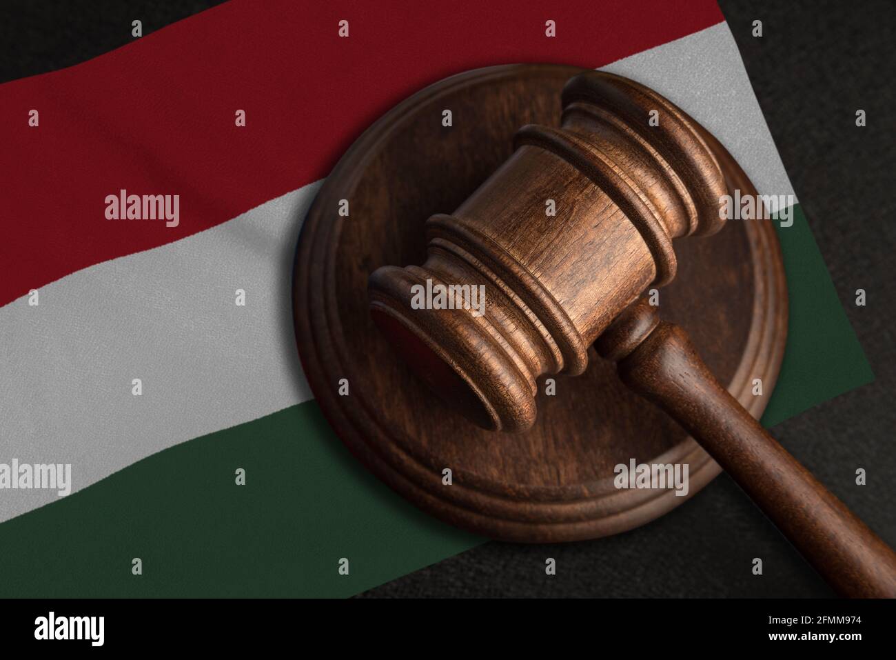 Judge gavel and flag of Hungary. Law and justice in Hungary. Violation ...