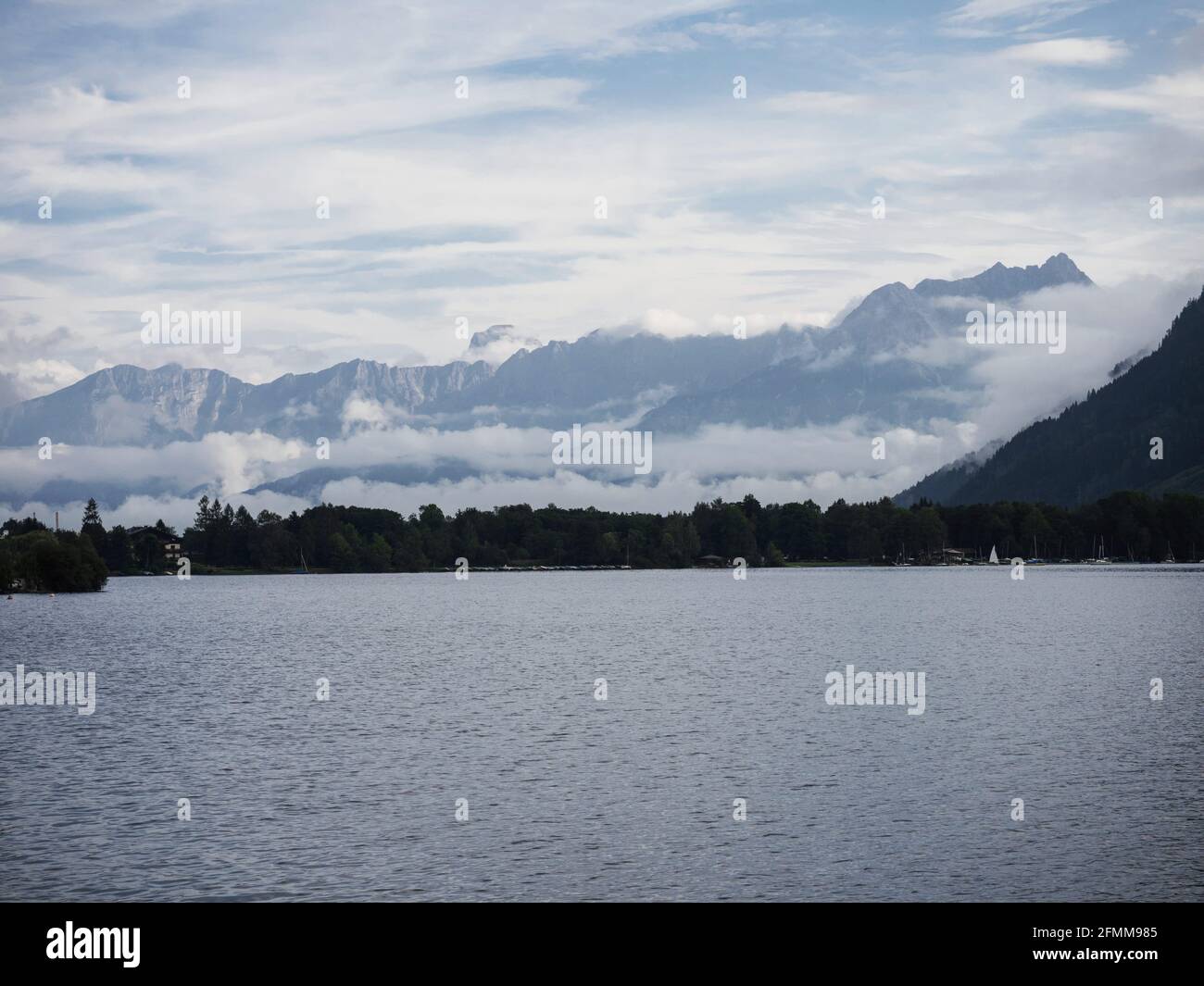 Panorama view of idyllic alpine mountain lake scenery nature landscape ...
