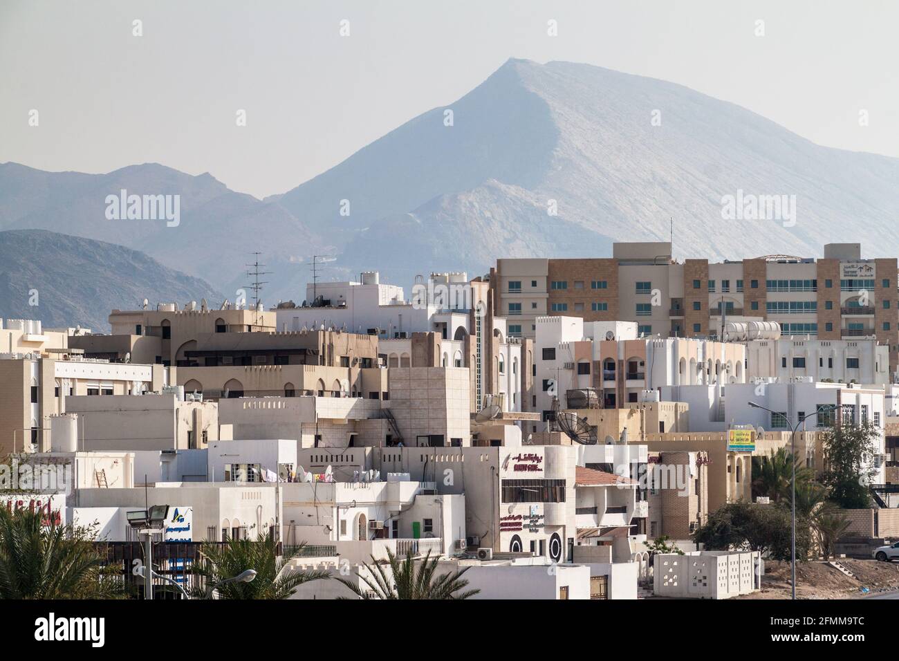 MUSCAT, OMAN - FEBRUARY 21, 2017: Skyline of Al Khuwair neighborhood in ...