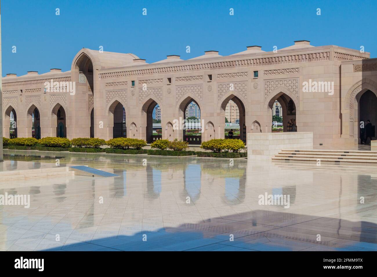 Courtyard of Sultan Qaboos Grand Mosque in Muscat, Oman Stock Photo - Alamy