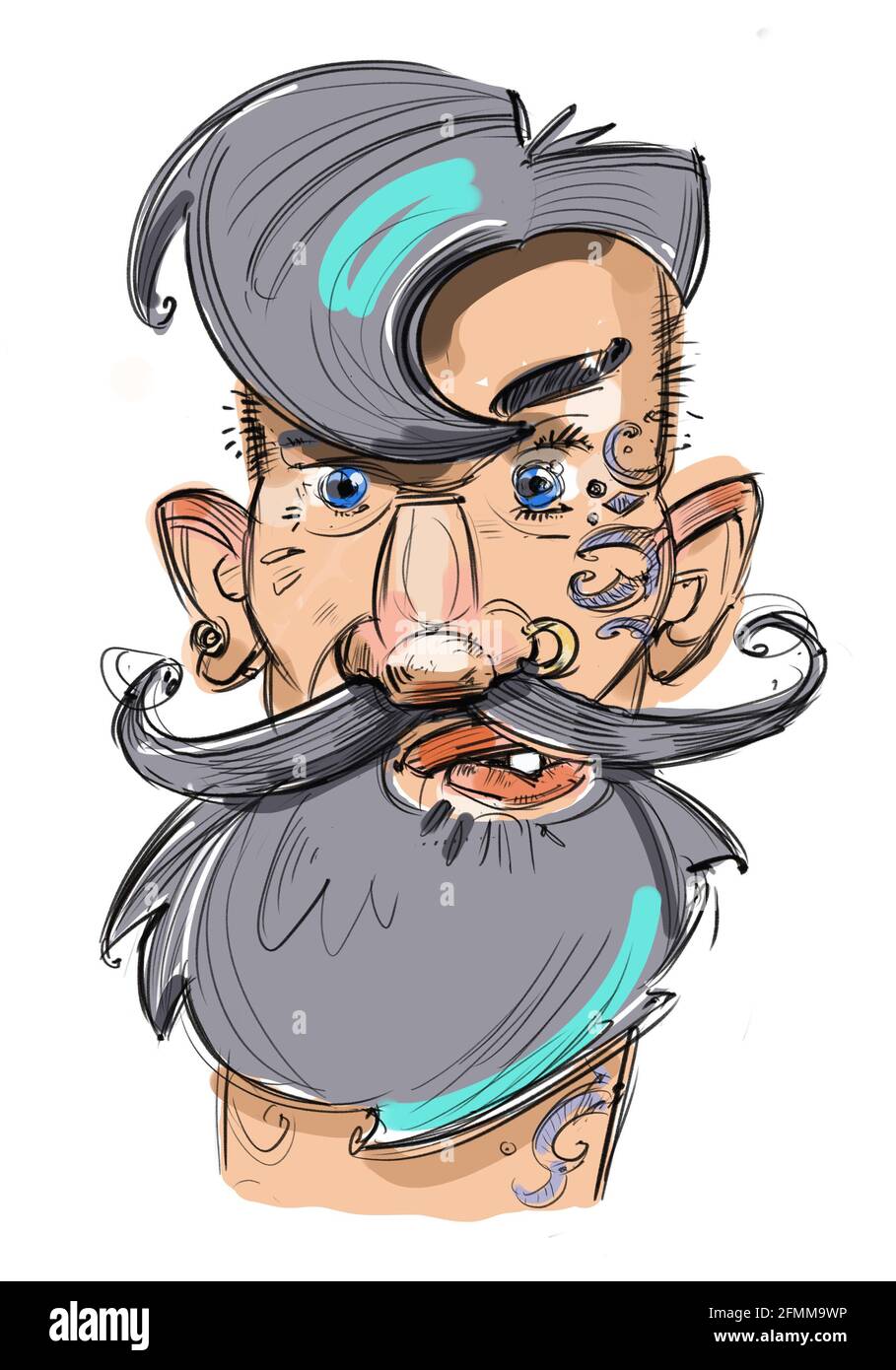 Long gray hair with beard Cut Out Stock Images & Pictures - Alamy