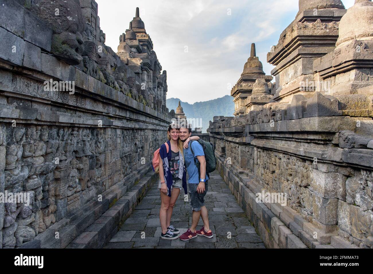 Yogyakarta, Java, Indonesia: Nov 15, 2017: Tourist on Borobudur Temple ...
