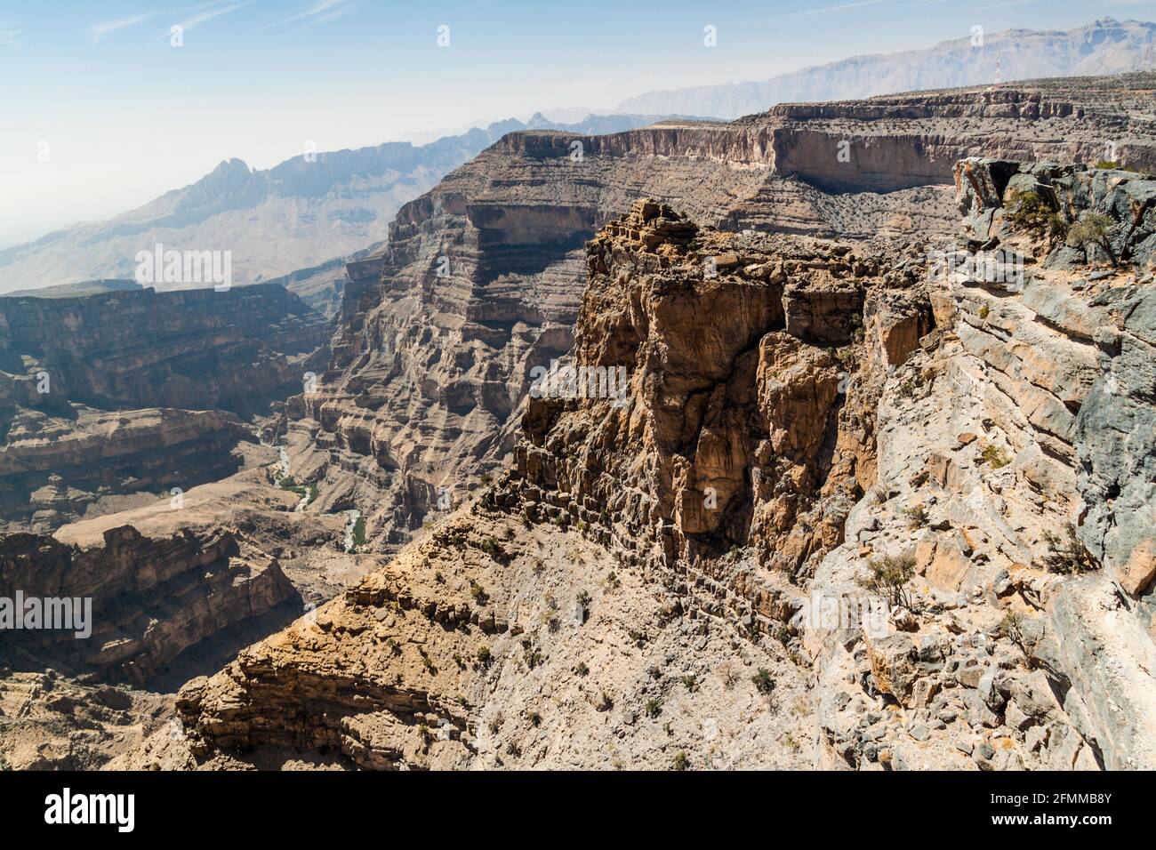 Wadi Ghul canyon in Hajar Mountains, Oman Stock Photo - Alamy