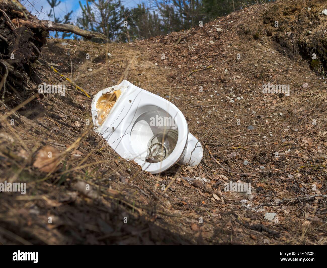 Toilet Litter. Pollution of the forest by household rubbish on nature ...