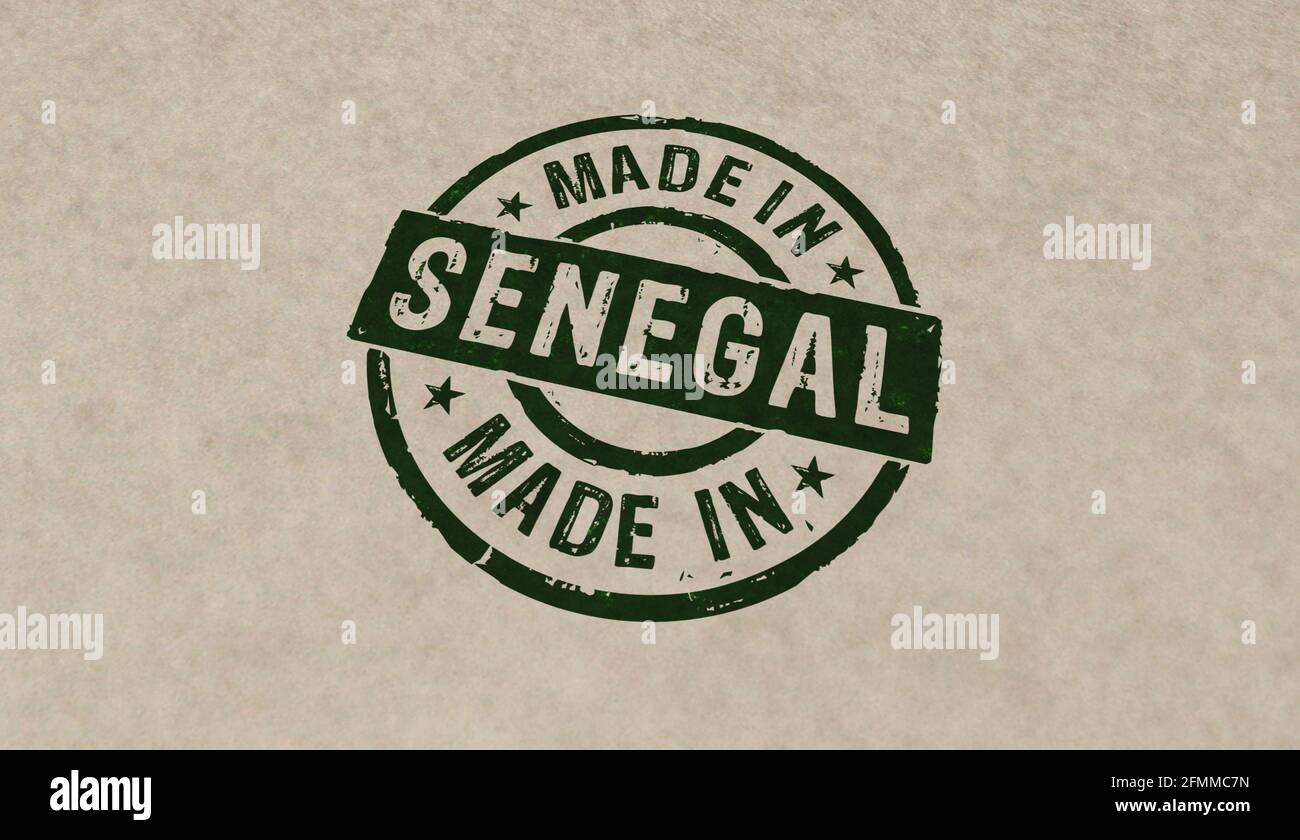 Made in Senegal stamp icons in few color versions. Factory ...