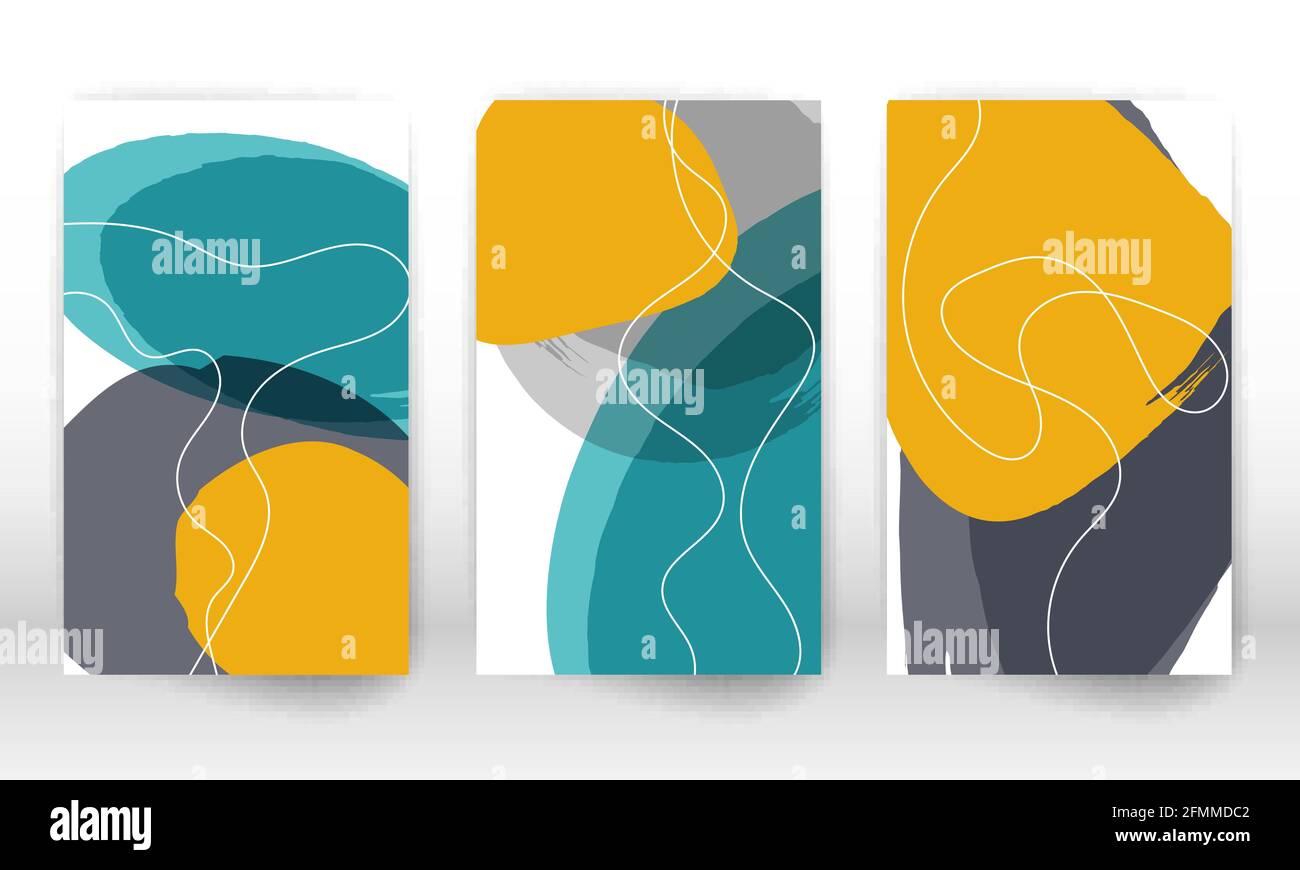Set of geometric shapes. Hand drawn watercolor effect design elements ...