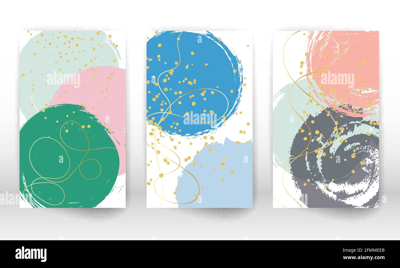 Watercolor effect design cover. Hand drawn geometric shapes. Doodle ...