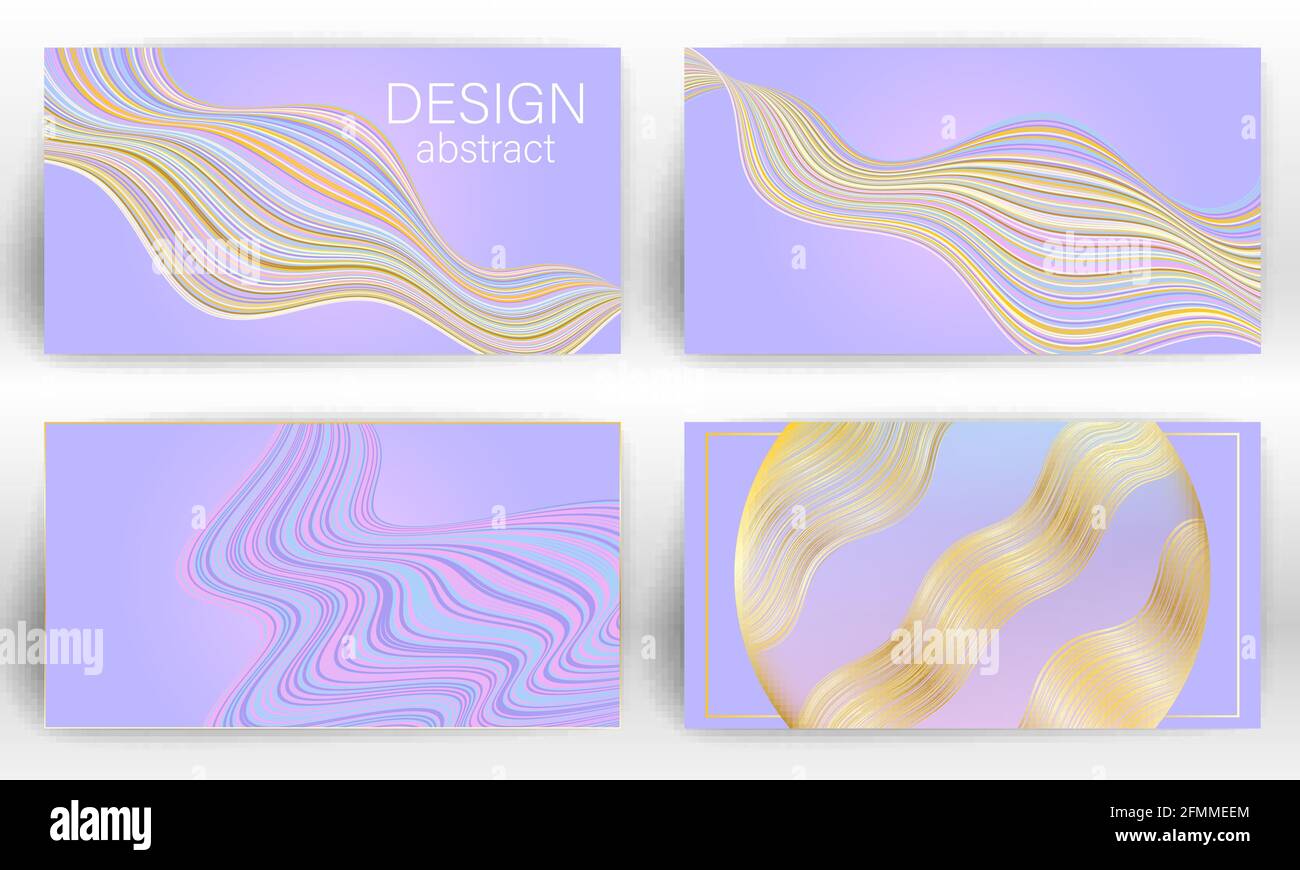 Fluid colorful poster template. Wavy lines cover flyer set. Vector ...