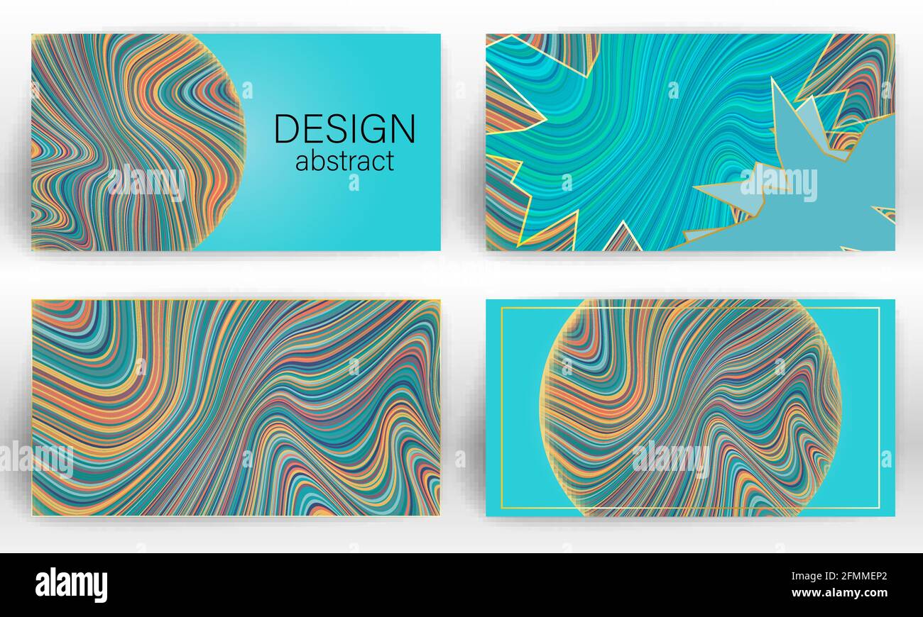 Fluid colorful poster template. Wavy lines cover flyer set. Vector ...