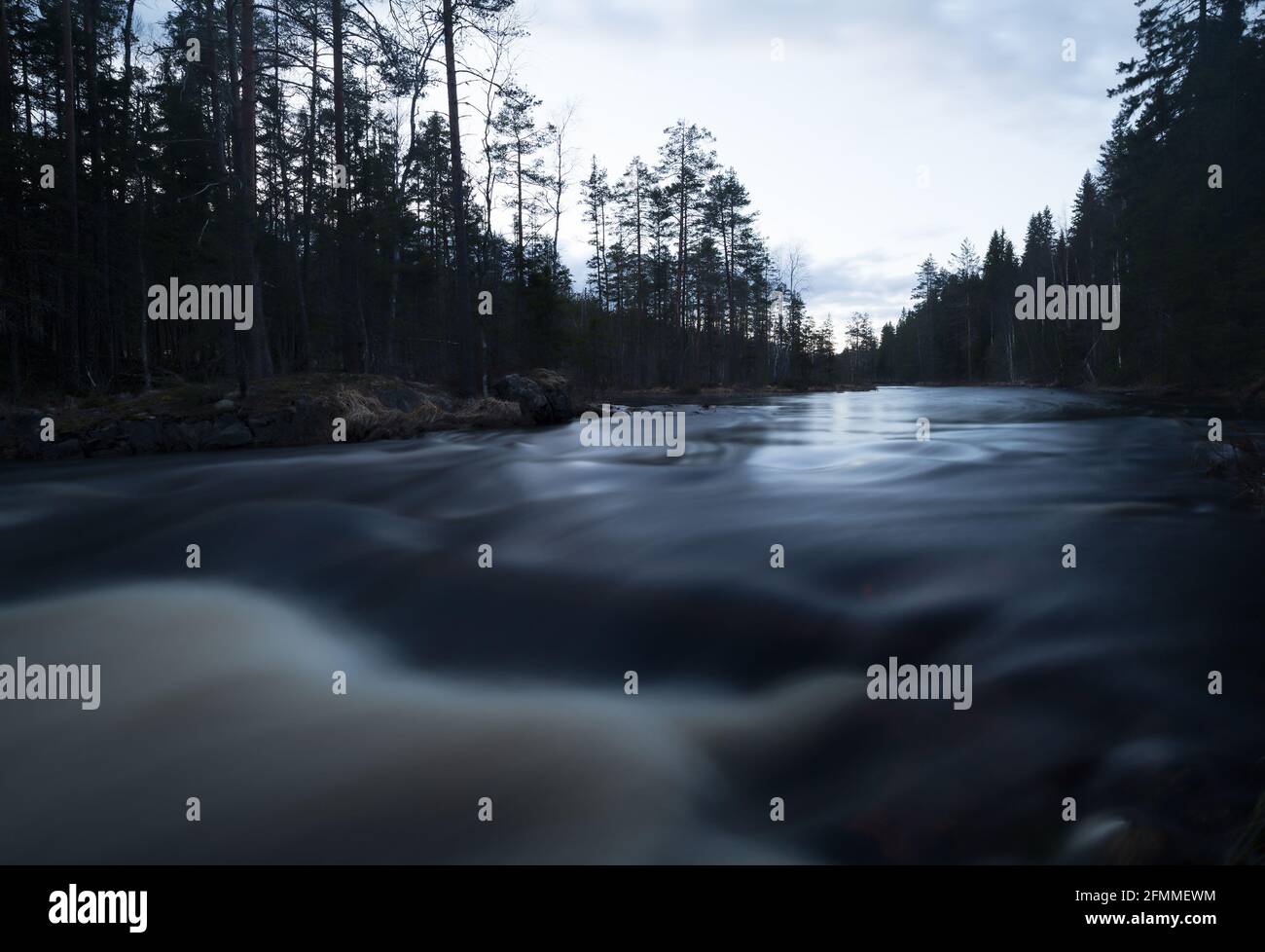 Spring flood in twilight Stock Photo - Alamy