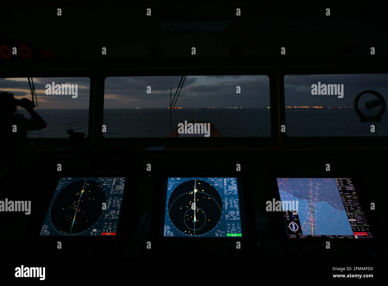 As seen on ECDIS and ARPA display, vessel proceeding POB for Suez ...
