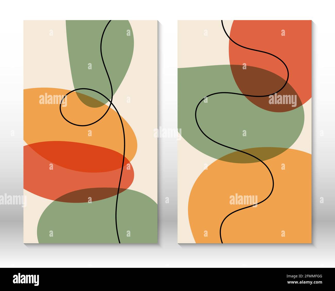 Modern abstract painting. Set of fluid geometric shapes. Hand drawn ...