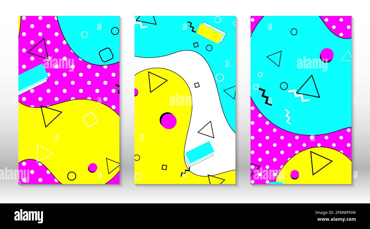 Set of doodle fun patterns. Hipster style 80s-90s. Memphis elements ...